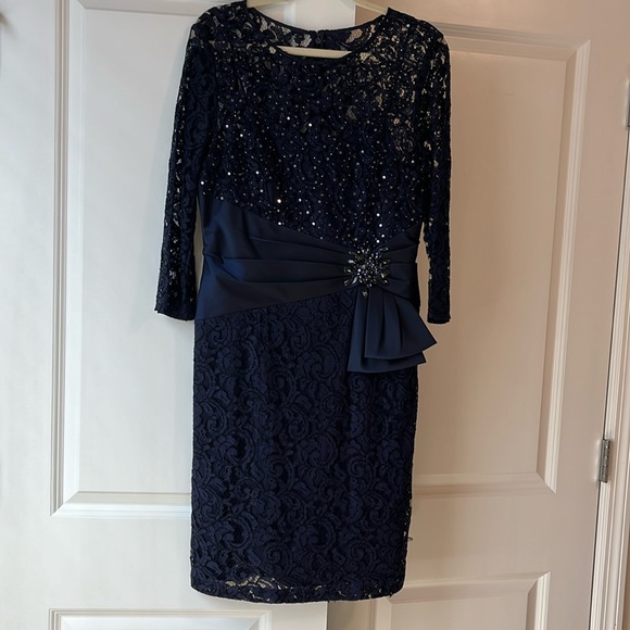 Eliza J | Dresses | Eliza J Size 2 Black And Navy Lace Sweetheart ...